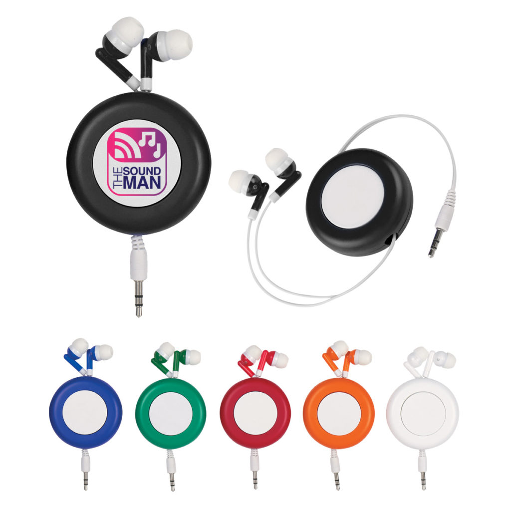 HT02785 - Retro Retractable Earbuds - Safari Sun
