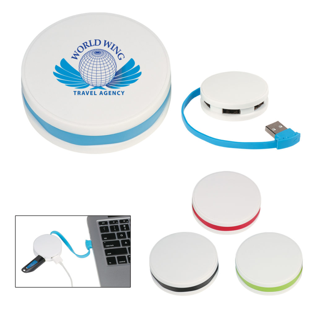 HT02831 - 4-Port Round USB Hub - Safari Sun