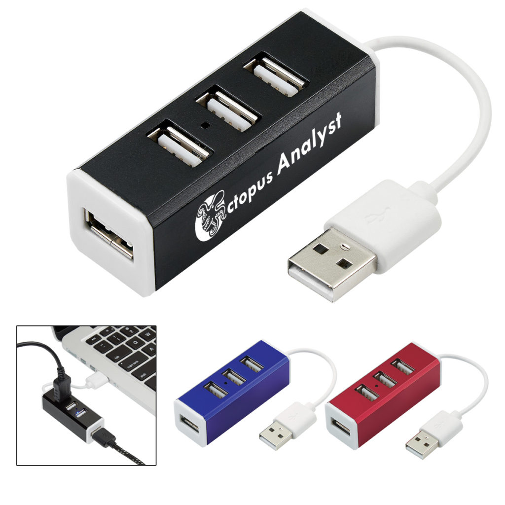 HT02832 - 4-Port Aluminum USB Hub - Safari Sun