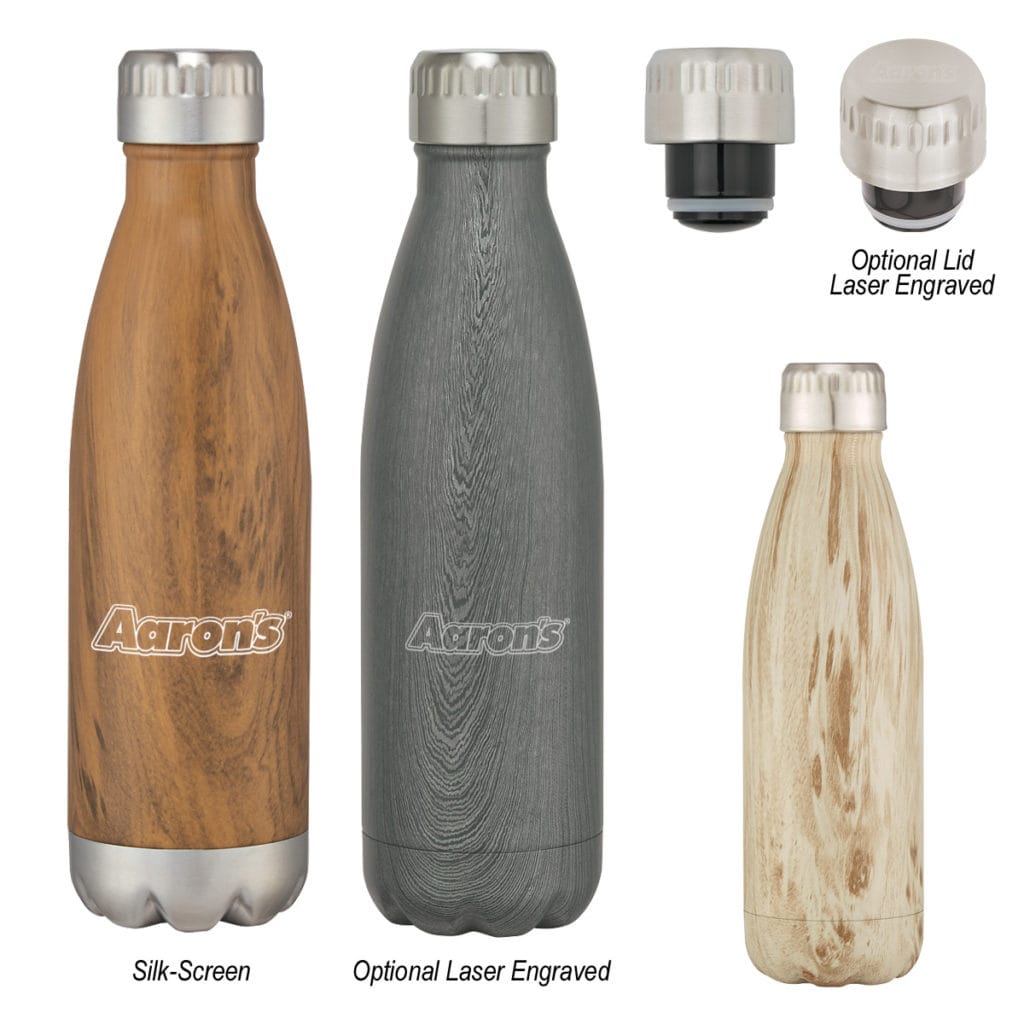 HT05736 - 16 Oz Stainless Steel Swig Woodtone Bottle - Safari Sun