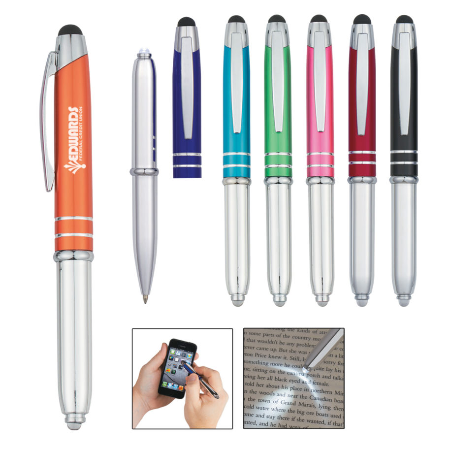 HT0959 - Ballpoint Stylus Pen With Light - Safari Sun