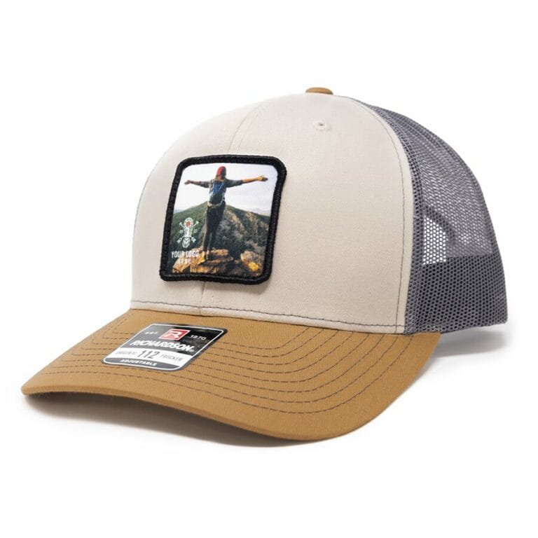 Dye Sublimated 112-DS Richardson Twill Patch Trucker Hat - Safari Sun