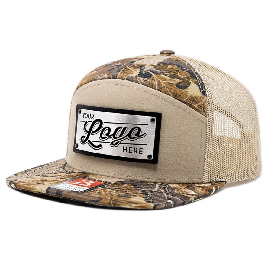 168P-MP Richardson Metal Patch Seven-Panel Pattern Trucker Cap - Safari Sun