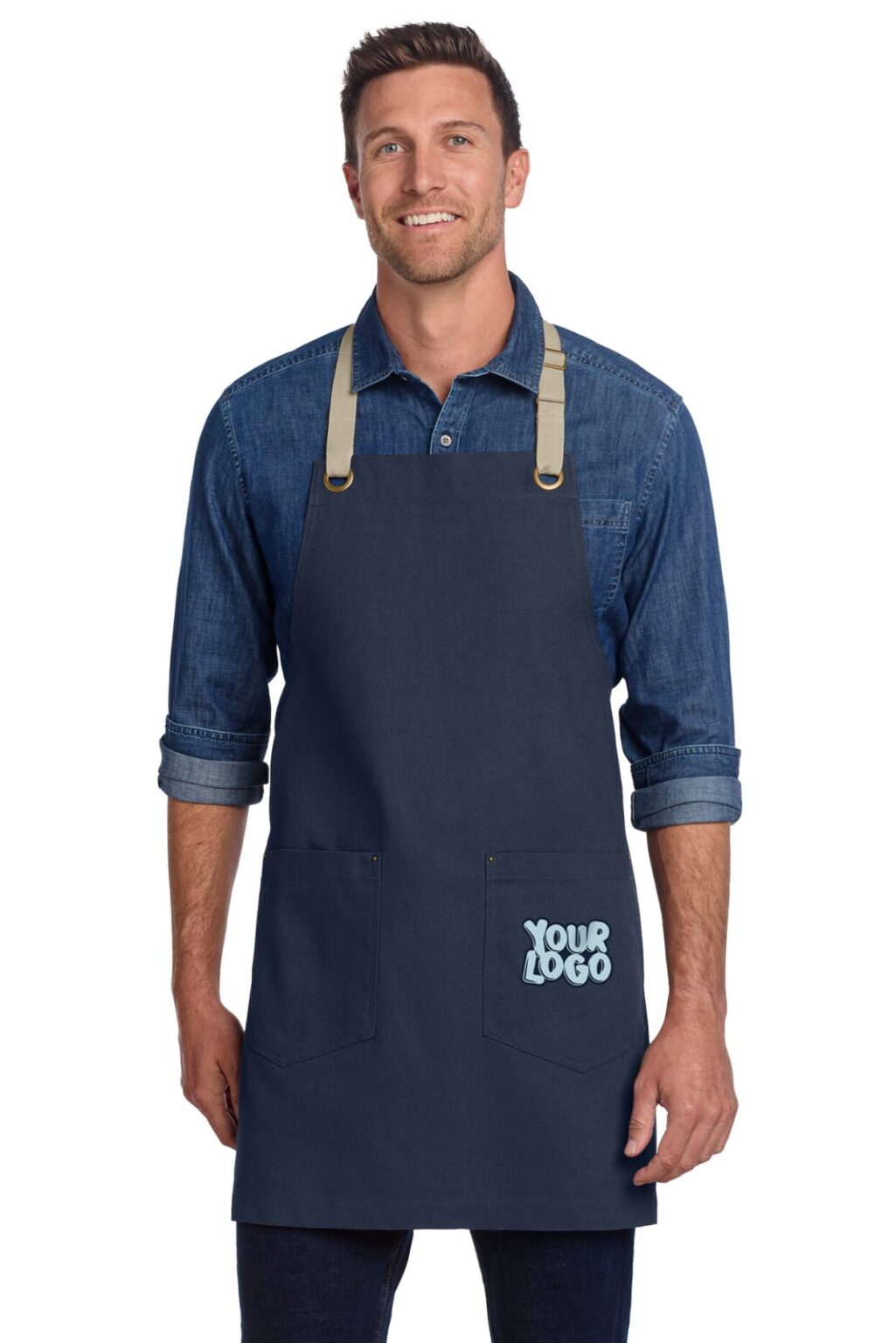 A815 - Port Authority Canvas Full-Length Two-Pocket Apron - Safari Sun