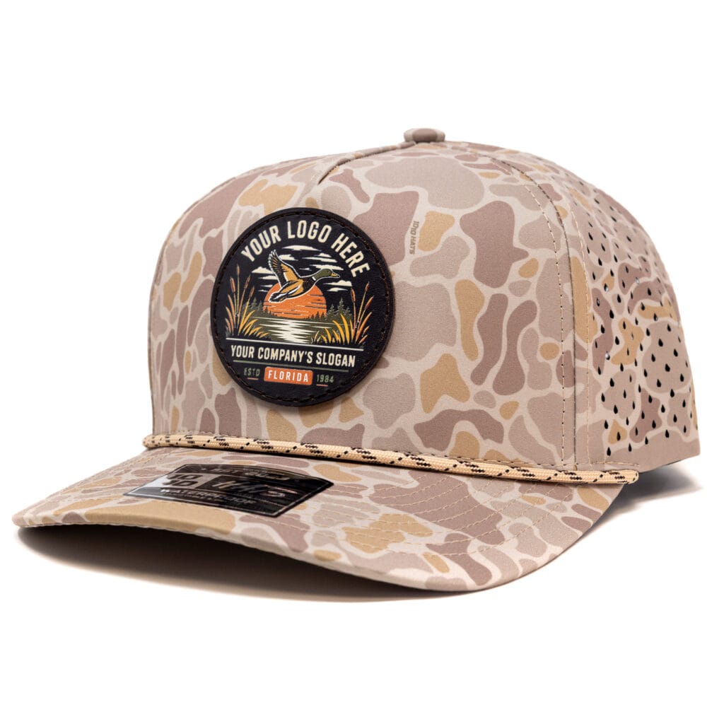 Color Printed R615-CLP 10/10 5 Panel Rope Hats - Safari Sun